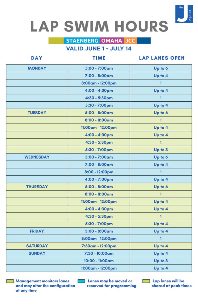 Schedules - The Jewish Community Center of Omaha